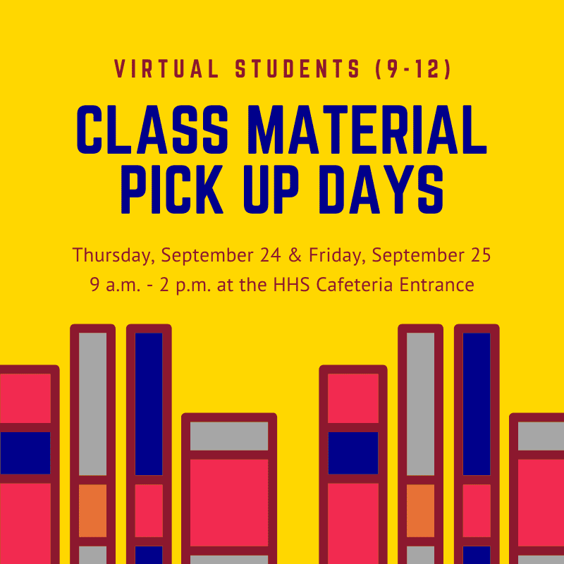 Class Material Pick Up (Virtual Students) | Hudson City School District