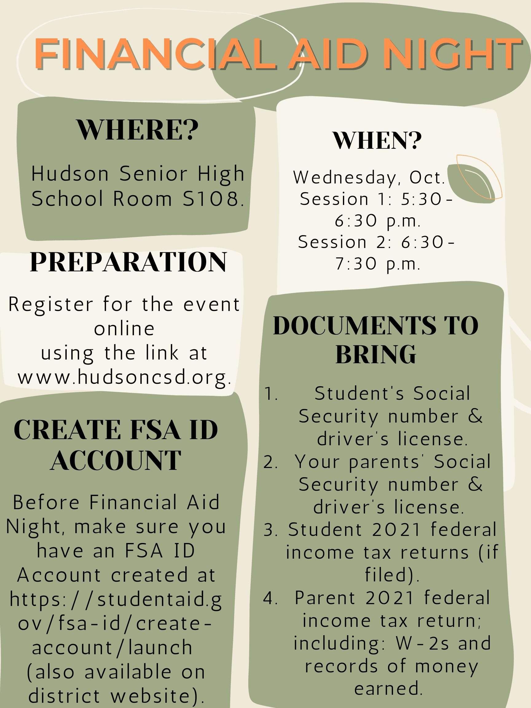Financial Aid Night Oct. 5 | Hudson City School District
