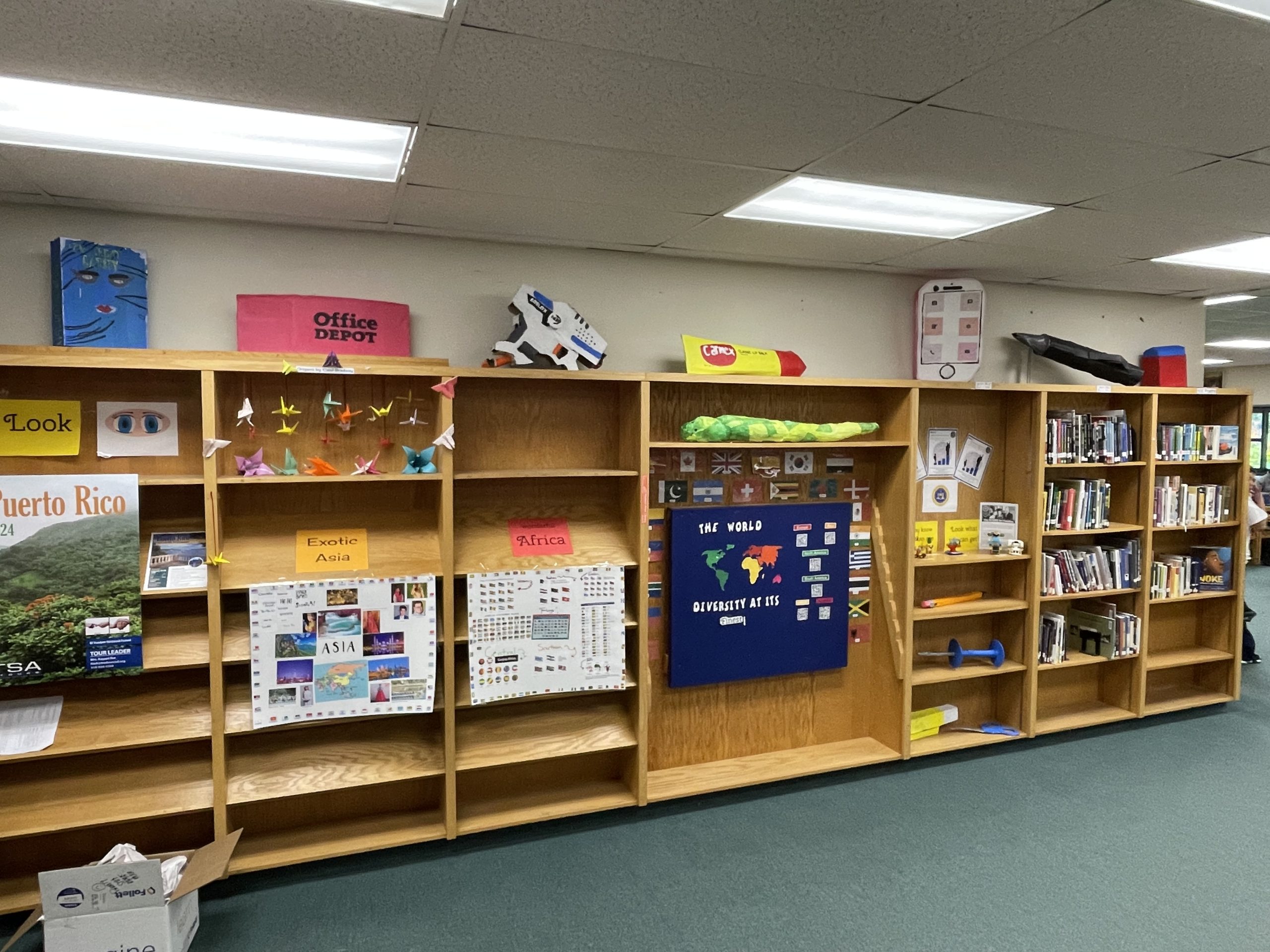 Pop Art Sculptures in HS Library | Hudson City School District