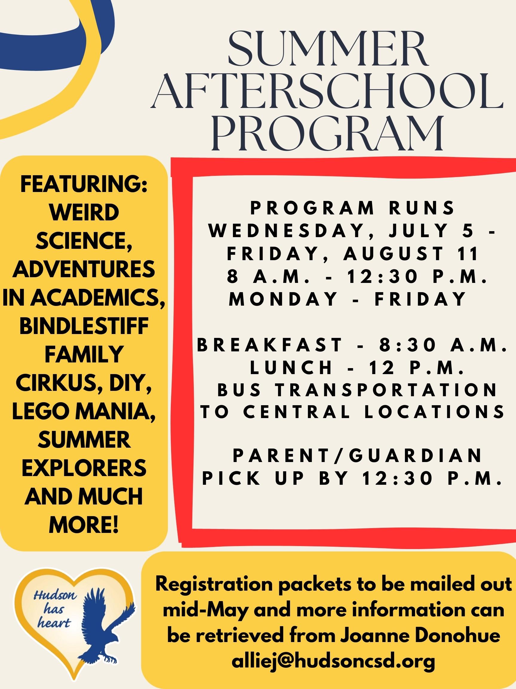 Summer Afterschool Program | Hudson City School District