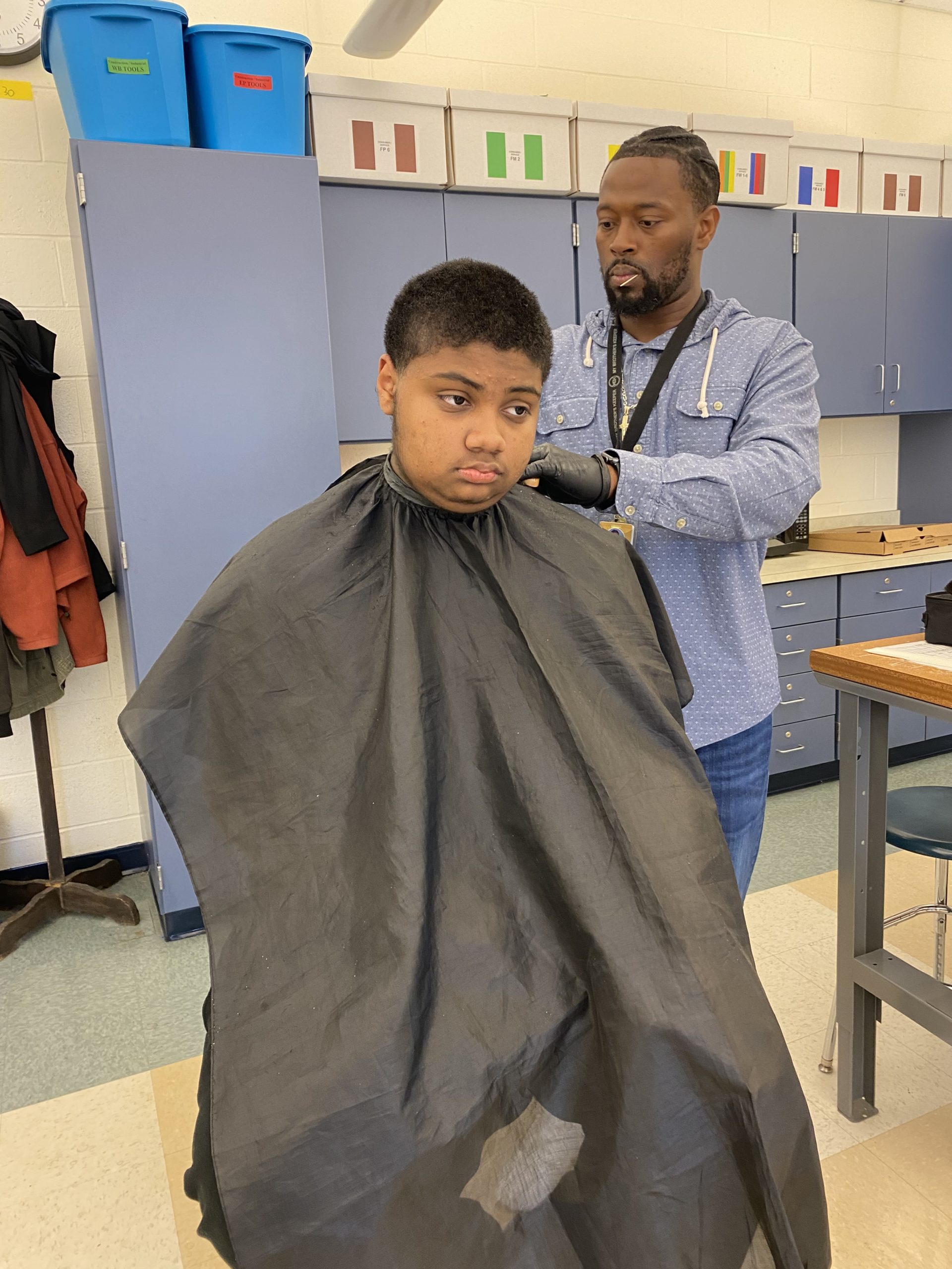 Mr. Collins Gives Student a Haircut | Hudson City School District
