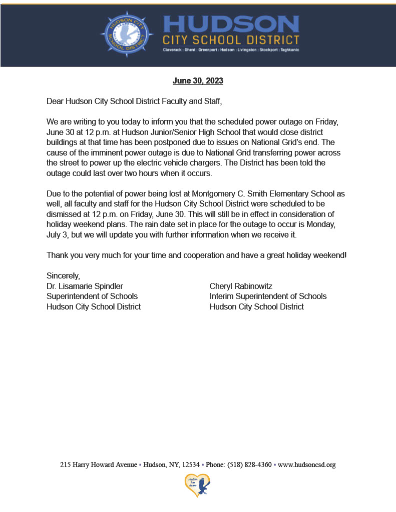 6-30-23 Letter to Faculty and Staff on Cancellation of Scheduled Power ...