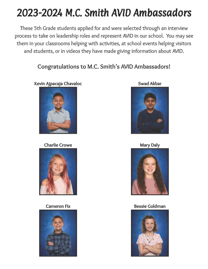 MCSES AVID Ambassadors 2023-24 | Hudson City School District