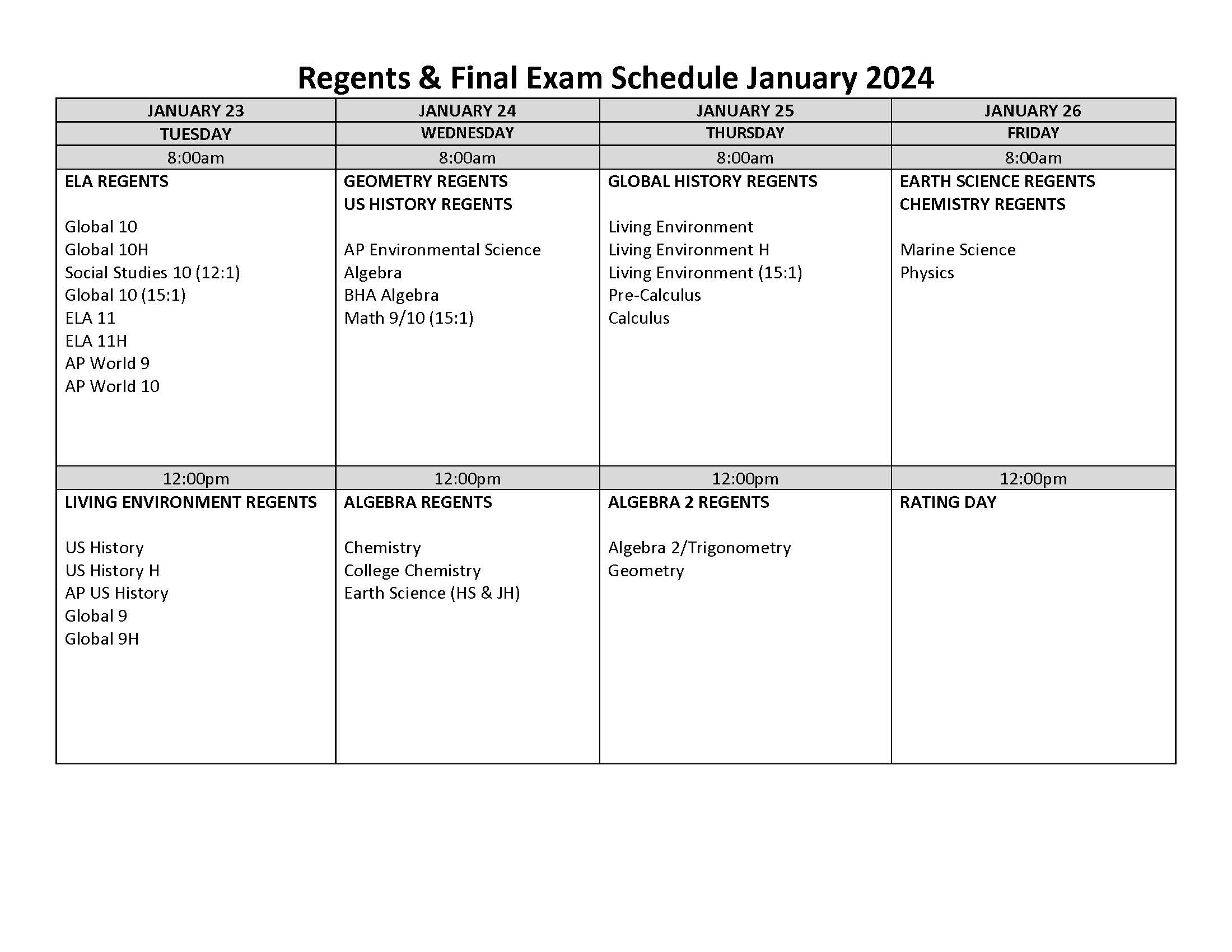 August 2024 Regents Schedule August 2024 Regents Schedule