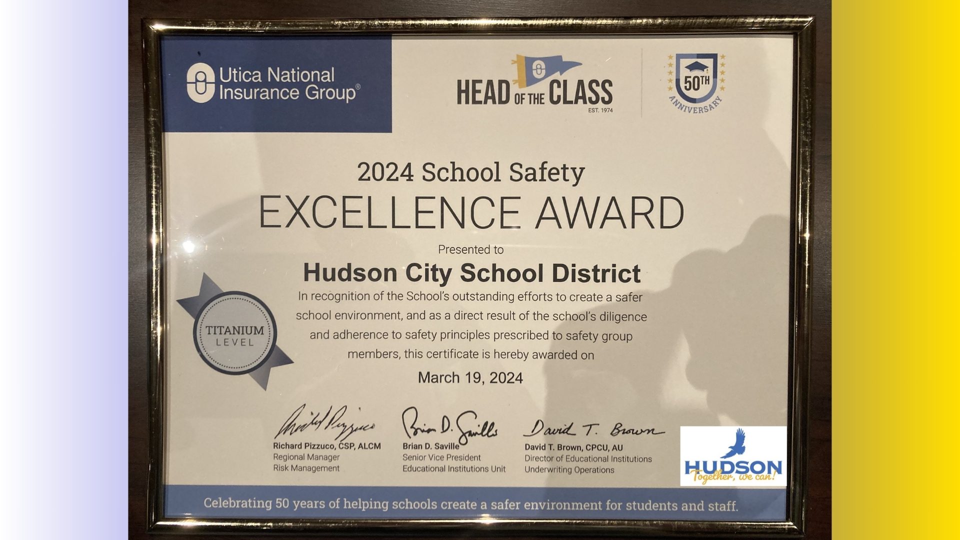 Hudson CSD Earns 2023-24 School Safety Excellence Award | Hudson City ...