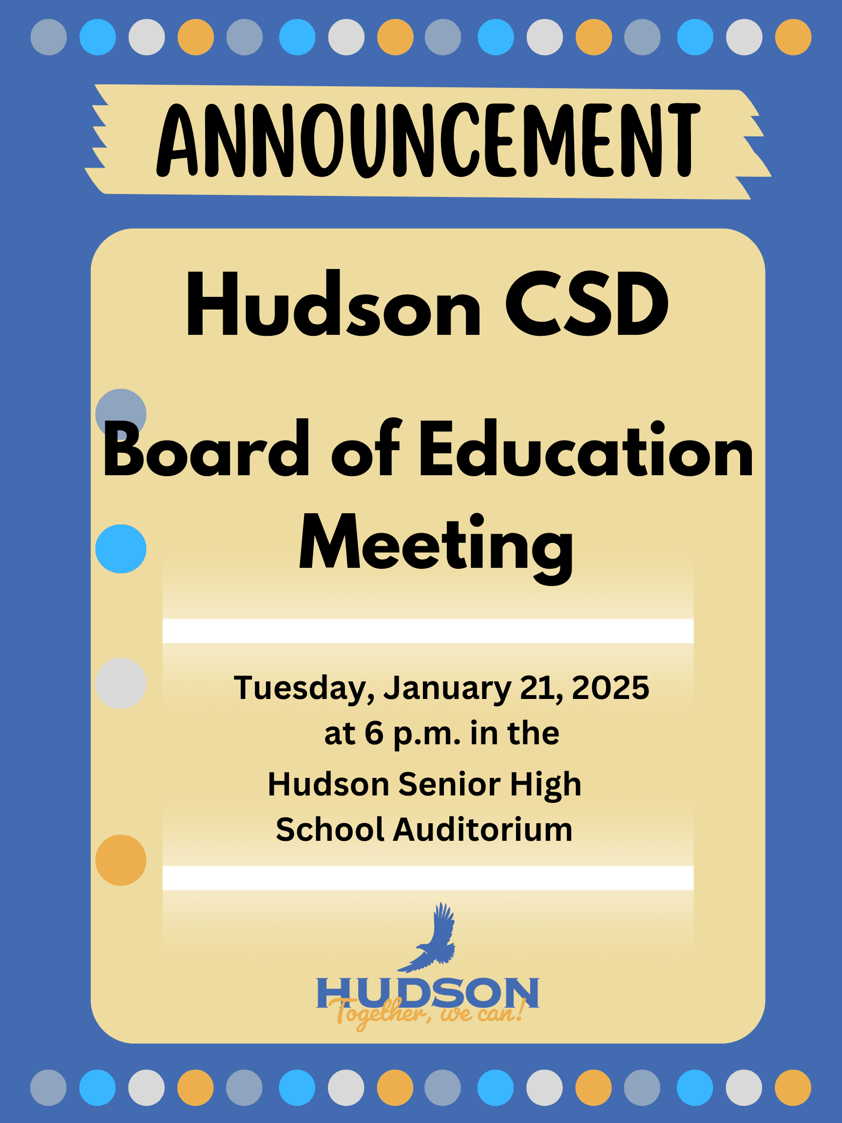 Hudson Csd Board Of Education Meeting January 21 2025 Hudson City